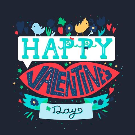 Día De San Valentín Feliz Vector Premium