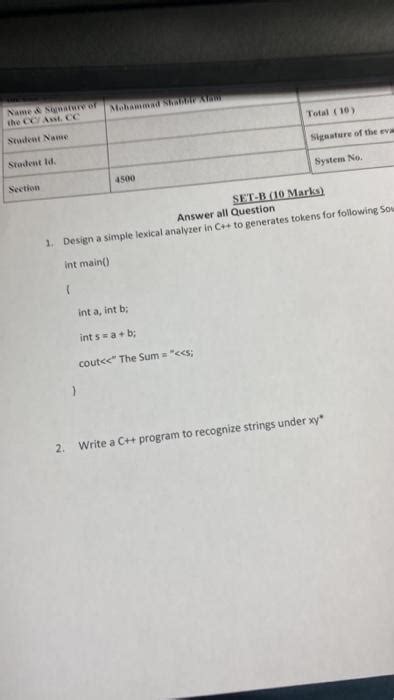 Solved Answer All Question 1 Design A Simple Lexical
