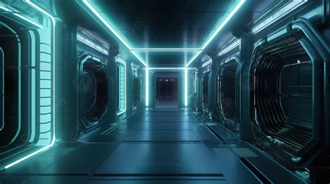 공상 과학 미래 복도 3d 렌더링 미래 복도 및 렌더링 컴퓨터 고화질 사진 사진 배경 일러스트 및 사진 무료 다운로드