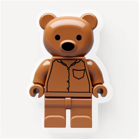 Premium Photo Realistic Lego Bear Sticker With Brown Shirt Detailed