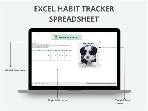 Cute Habit Tracker Spreadsheet For Excel Etsy
