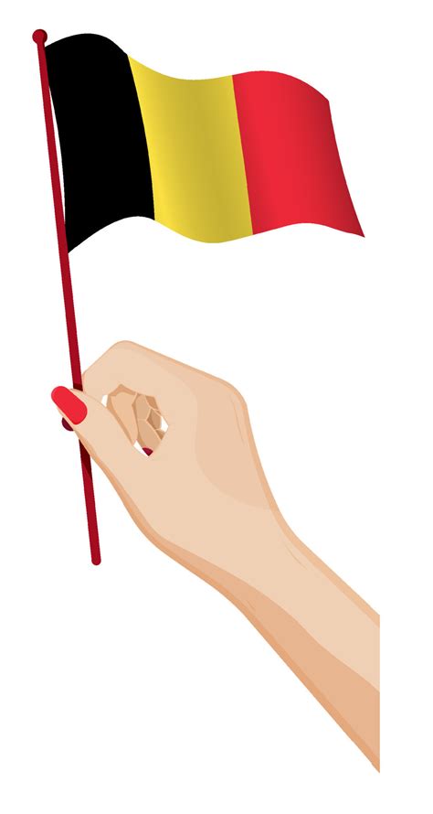Mano Femenina Sostiene Suavemente Una Pequeña Bandera De Bélgica