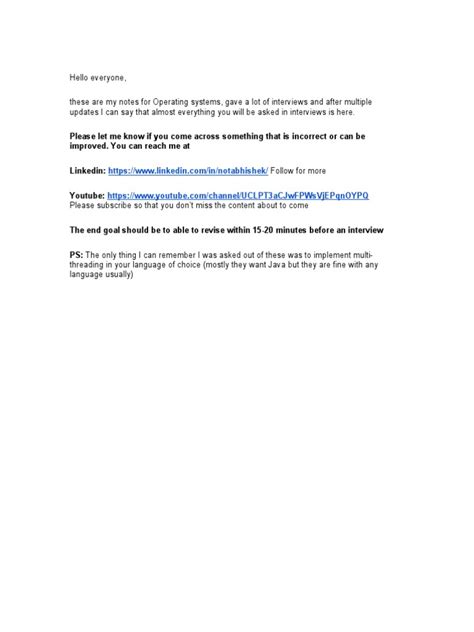 Os Interview Notes Download Free Pdf Scheduling Computing