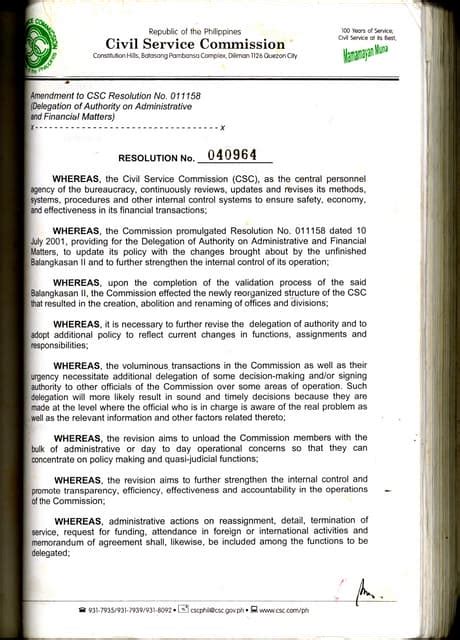 Csc Resolution No 04 0964 Delegationpdf Pdf