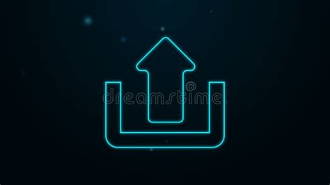 黑色背景中突显的闪烁霓虹线上传图标 上箭头 4k视频运动图形动画 股票视频 视频 包括有 按钮 蓝色 196582189