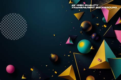 Premium PSD Abstract Shapes With Triangles And Spheres On A Dark Blu