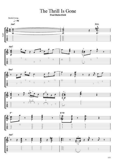 Paul Butterfield The Thrill Is Gone Tab And Chords Diabluz