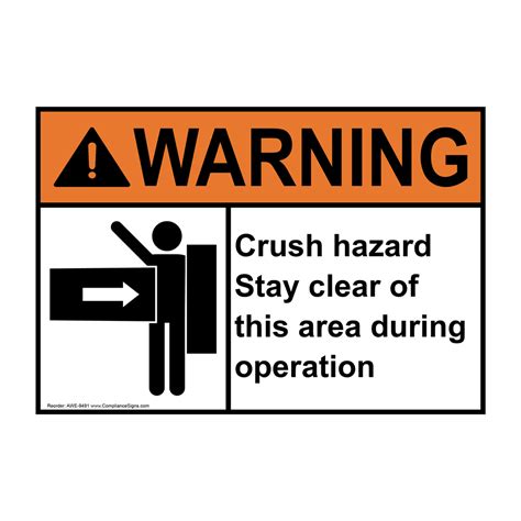 Ansi Warning Crush Hazard Stay Clear Bilingual Sign Awb Machinery