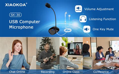 XIAOKOA Microphone for Computer,USB Microphone with Headphone ...