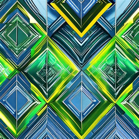 An Abstract Design With Interlocking Diamonds In Shades Of Green And Blue1 Generative Ai Stock
