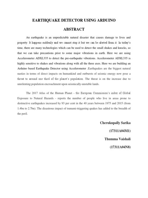 Earthquake Detector Using Arduino Pdf