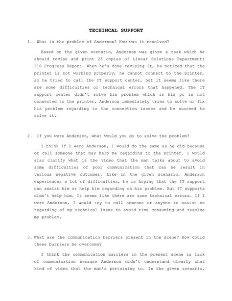 Tech Suppport Essay For Tech Supp Techincal Support What Is The