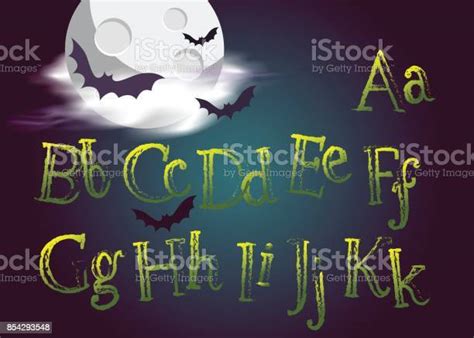 할로윈 활자 할로윈 파티에 대 한 놀라운 벡터 폰트입니다 그런 지 녹색 손으로 그린 알파벳입니다 개체 그룹에 대한 스톡 벡터 아트 및 기타 이미지 Istock