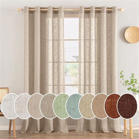 Amazon MIULEE Camel Beige Linen Curtains 84 Inch Length 2 Panels