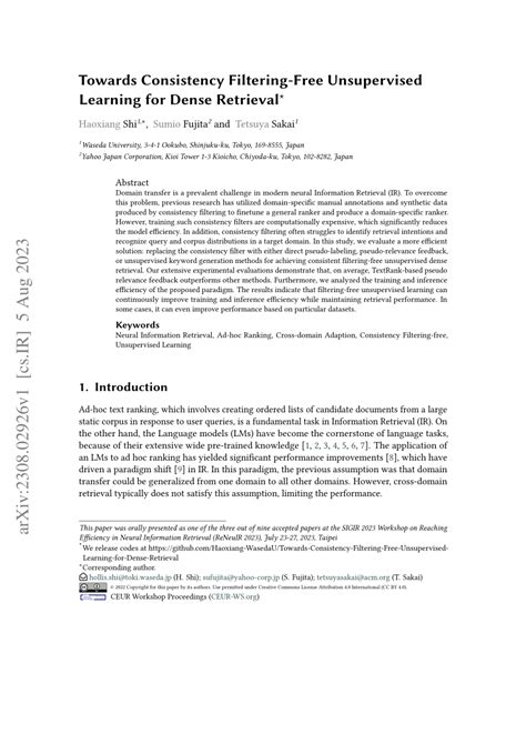 Pdf Towards Consistency Filtering Free Unsupervised Learning For Dense Retrieval