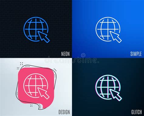 Globe With Mouse Cursor Line Icon World Sign Stock Vector Illustration Of Sign Click 118722281