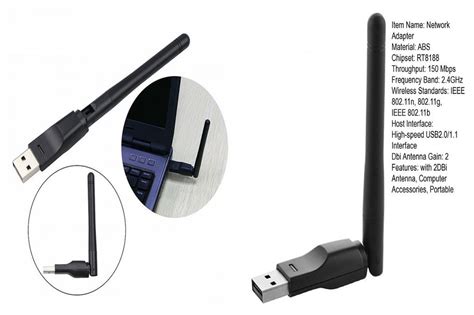 Doo Adaptador Sem Fio De Longo Alcance Placa De Rede Portátil Usb Wifi