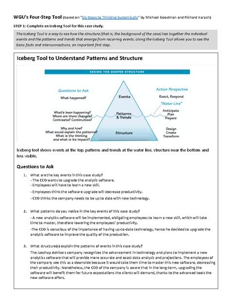 Four Steps Tool Investigation Of Plan Of Action WGU S Four Step