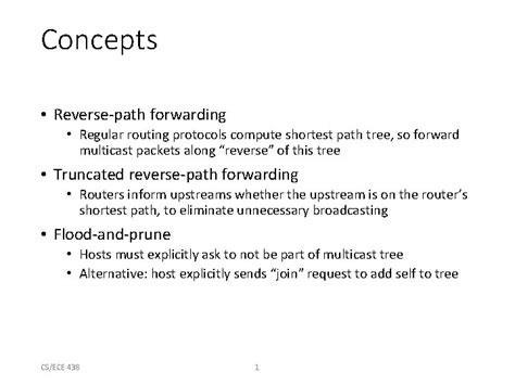 Concepts Reversepath Forwarding Regular Routing Protocols Compute Shortest