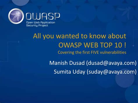 Owasp First5 Presentation Ppt