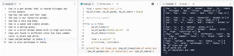 Python I Am Printing The Number Of Lines Words And Characters From