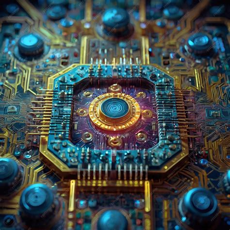 Closeup Of A Computer Motherboard With A Prominent Clock Component Premium Ai Generated Image