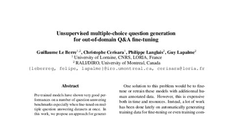 Unsupervised Multiple Choice Question Generation For Out Of Domain Qanda