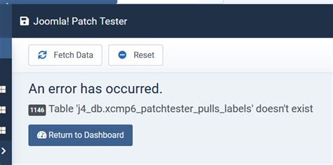 Table J4dbxcmp6patchtesterpullslabels Doesnt Exist · Issue 347 · Joomla Extensions