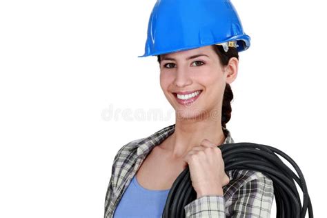 Sexy Weiblicher Elektriker Stockbild Bild Von Elektrizität 33949699