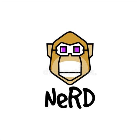 Cartoon Monkey Nerd Logo Design Template Stock Vector Illustration Of Mammal Chimp 262563089