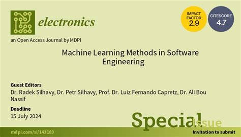 Callforpapers Specialissue Machinelearning Softwareengineering Openaccess Mdpielectronics