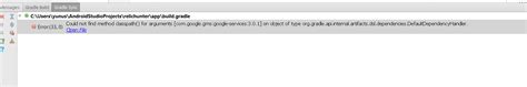 android error 33 0 could not find method classpath for arguments