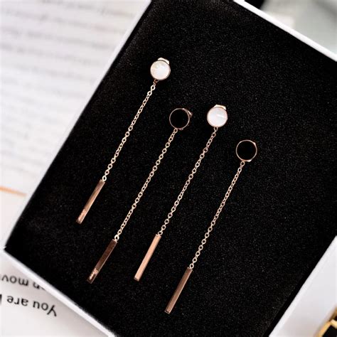 Yun Ruo цвета розового золота элегантные серьги гвоздики с кисточкой женские ювелирные изделия