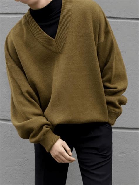 Mrcyc Vネックグリーンニット Na42 Mens Outfits Korean Fashion Men Men