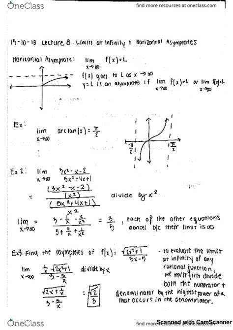 Math A Lecture Math A Lecture Limits At Infinity Horizontal