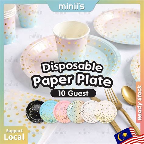 Miniis Paper Plate Disposable Plate Paper Cup Plates Disposable Set