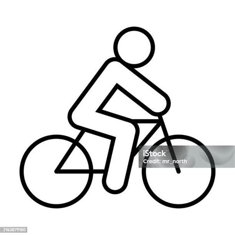 얇은 선 스타일의 사이클리스트 아이콘 벡터 일러스트 레이 션 그래픽 디자인 개념 기호에 대한 스톡 벡터 아트 및 기타 이미지