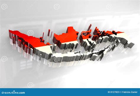 D Map Flag Of Indonesia Stock Photos Image