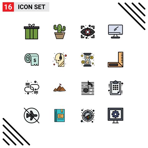 Set Of 16 Commercial Flat Color Filled Lines Pack For Consumption Pc