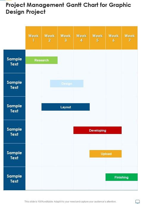 Project Management Gantt Chart For Graphic Design Project One Pager