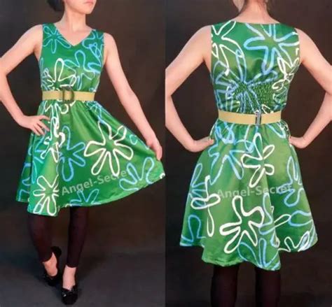 P268 Women Inside Out Movie Cosplay Disgust Costume Dress For Adult On