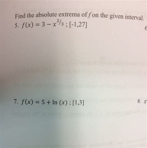 Solved Find The Absolute Extrema Of F On The Given Interval