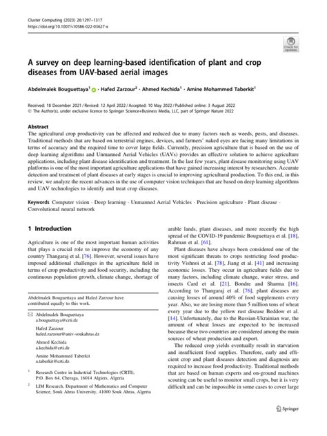 A Survey On Deep Learning Based Identification Of Plant And Crop Uav