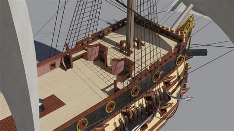 First Rate Ship Of The Line Hms Prince 1670 3d Model 199 Blend Fbx