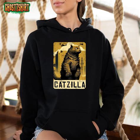 Catzilla Funny Cat Parody Kitten Tomcat Kitty Feline Lovers Pullover Hoodie