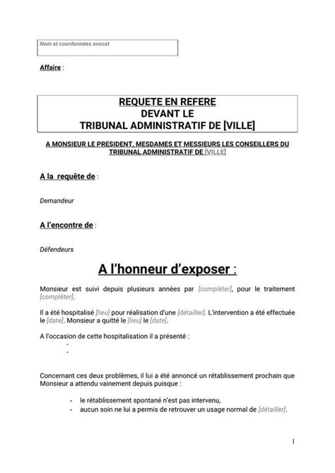 Référé administratif demande d expertise médicale modèle gratuit