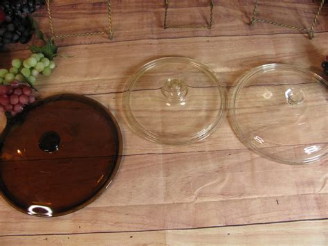 Vintage Amber Corning Ware Visions Ware Pyrex Replacement Lids 1 Qt 2