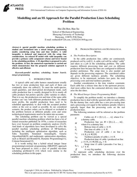 Pdf Modelling And An Ss Approach For The Parallel Production Lines