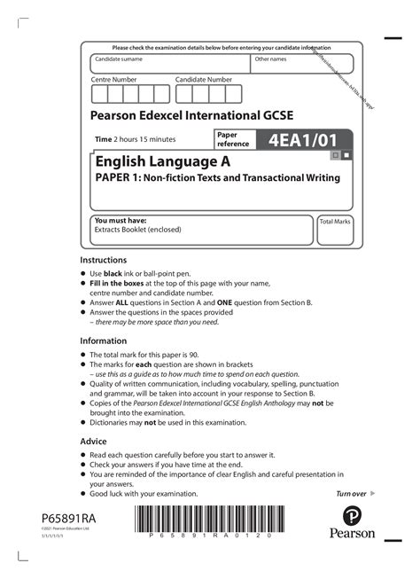 Pearson Edexcel GCSE English Literature ET Question Paper PAPER Shakespeare