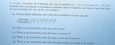 Solved 1 5 Pts Consider The Following Two Sets Of